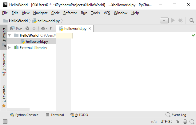 PyCharmで最初のプログラミング（Hello World!） | ガンマソフト株式会社